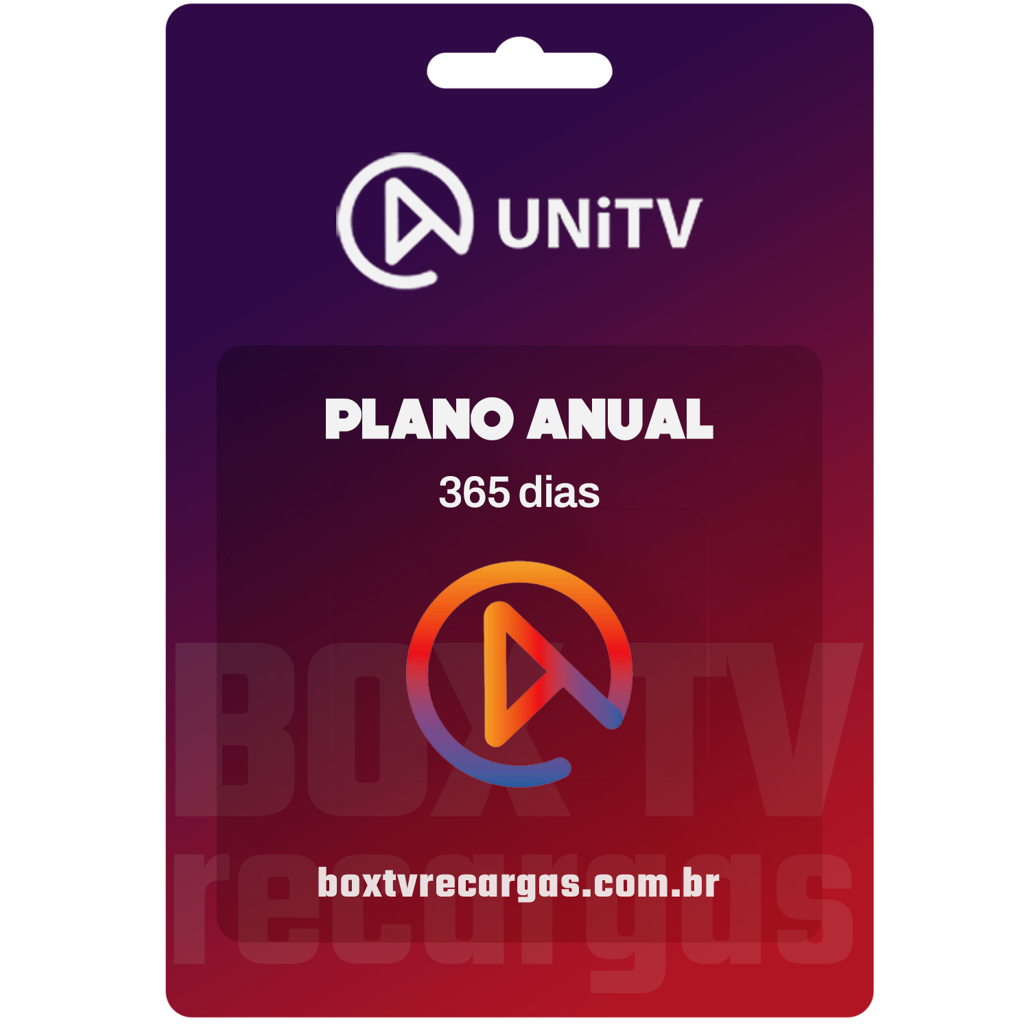 Recarga Unitv 365 dias Anual - Box Tv Recargas